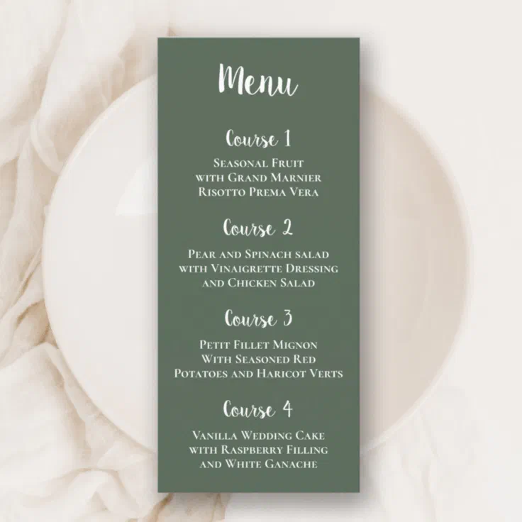 Rustic Greenery Simple Calligraphy Modern Wedding Menu | Zazzle