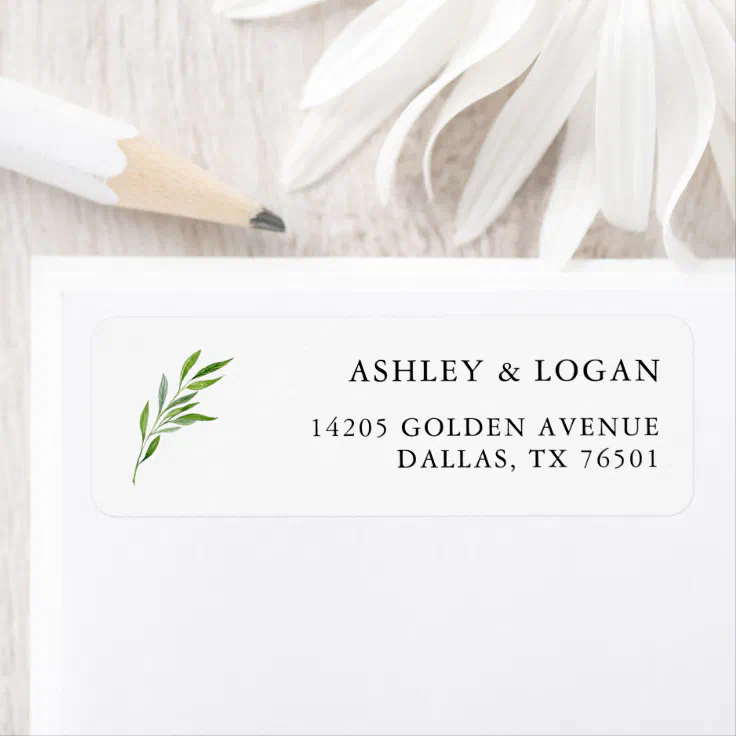 Rustic Greenery Simple Return Address Label | Zazzle