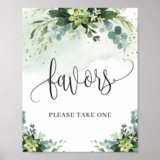 Rustic greenery succulent eucalyptus favors sign | Zazzle