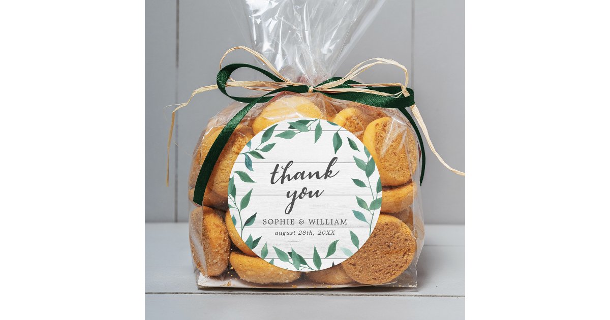 Rustic Greenery Thank You Classic Round Sticker | Zazzle