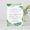 Rustic Greenery Watercolor Leaves Virtual Wedding Invitation | Zazzle