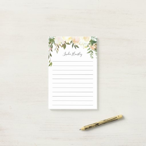 Rustic Greenery Watercolor Wild Floral Post-it Notes | Zazzle
