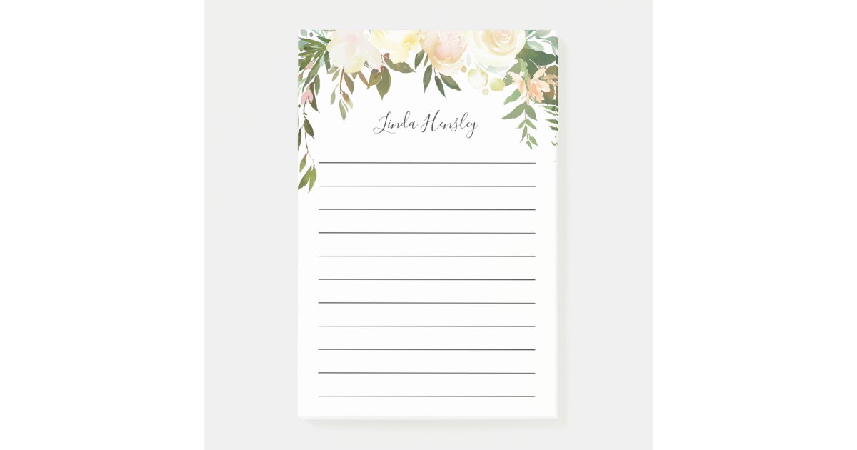 Rustic Greenery Watercolor Wild Floral Post-it Notes | Zazzle