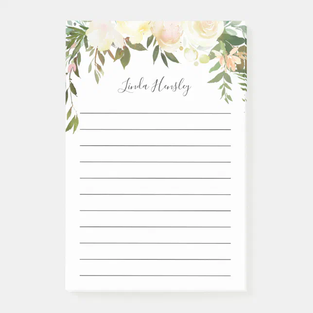 Rustic Greenery Watercolor Wild Floral Post-it Notes | Zazzle