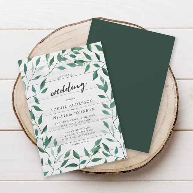 Rustic Greenery Wedding Invitation | Zazzle