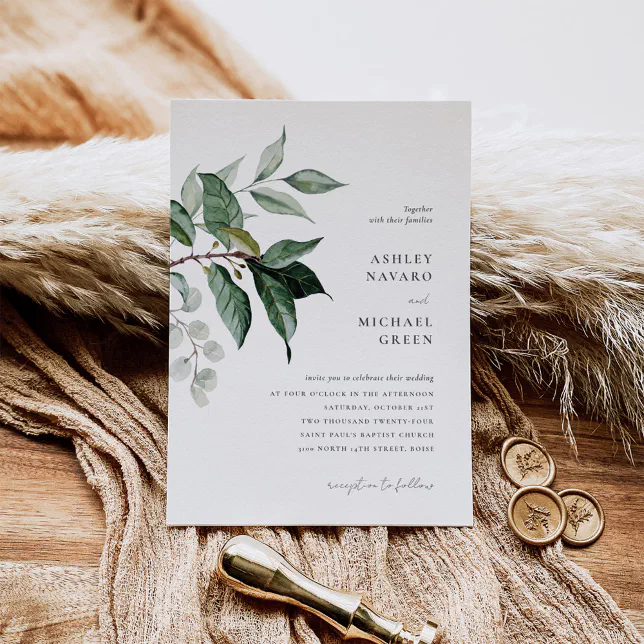 Rustic Greenery Wedding Invitation | Zazzle