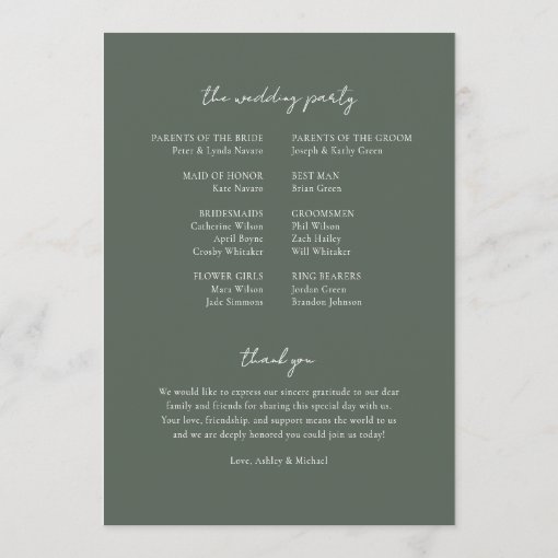 Rustic Greenery Wedding Program | Zazzle