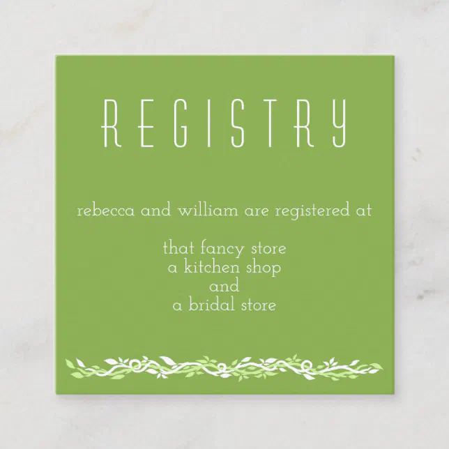 Rustic Greenery | Wedding Vine Registry Info Enclosure Card | Zazzle