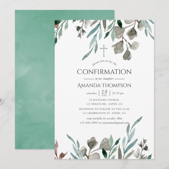 Rustic Greenery Winter Confirmation Invitation | Zazzle.com