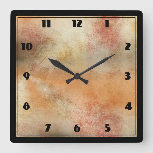 Rustic Grunge Abstract Design in Fall Colors Square Wall Clock | Zazzle