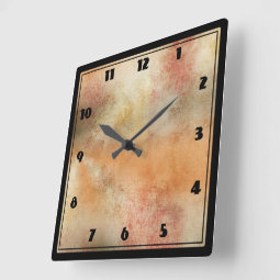Rustic Grunge Abstract Design in Fall Colors Square Wall Clock | Zazzle