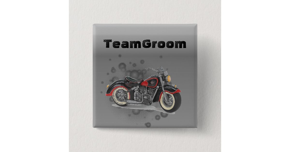 Rustic grunge Motorcyle Biker Wedding Pinback Button | Zazzle
