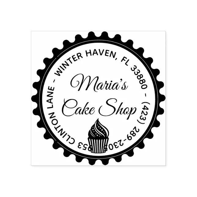 Rustic Hand Draw Cake Shop Return Address Rubber Stamp | Zazzle