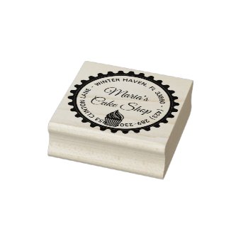 Rustic Hand Draw Cake Shop Return Address Rubber Stamp | Zazzle