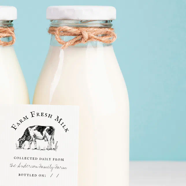 Rustic Hand-drawn Cow Family Farm Fresh Milk Rubber Stamp | Zazzle