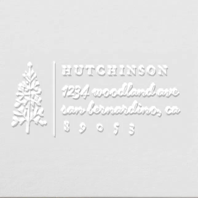 Rustic Hand-drawn Pine Tree Family Return Address Embosser | Zazzle