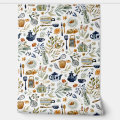 Rustic Hand Painted Country Kitchen Wallpaper | Zazzle