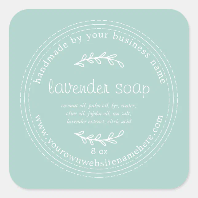 Rustic Handmade Lavender Soap Blue Square Sticker | Zazzle