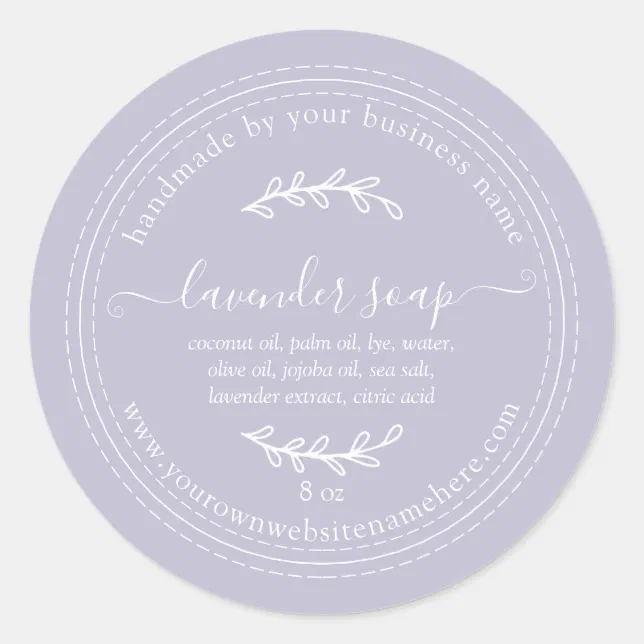 Rustic Handmade Lavender Soap Purple Classic Round Sticker | Zazzle