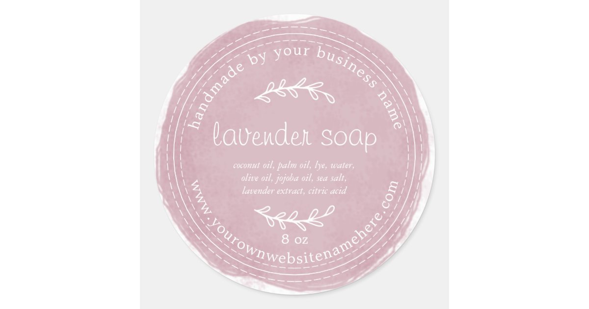 Rustic Handmade Lavender Soap Watercolor Purple Classic Round Sticker ...