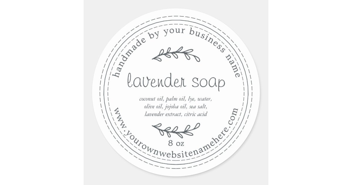 Rustic Handmade Lavender Soap White Classic Round Sticker | Zazzle