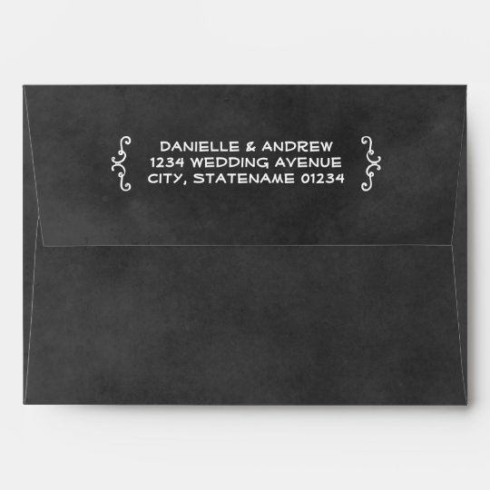 Rustic Handwritten Chalkboard Wedding Black Envelope | Zazzle.com