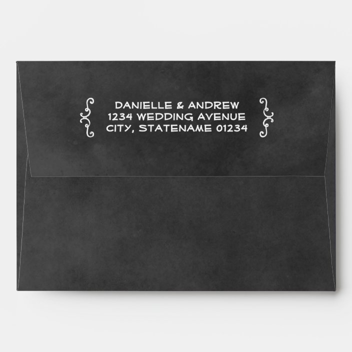 Rustic Handwritten Chalkboard Wedding Black Envelope | Zazzle.com