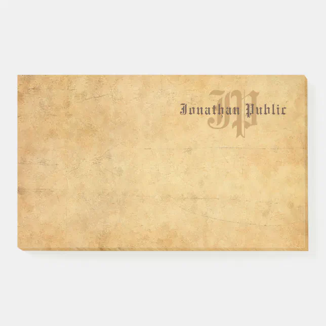 Rustic Handwritten Text Elegant Vintage Monogram Post-it Notes | Zazzle