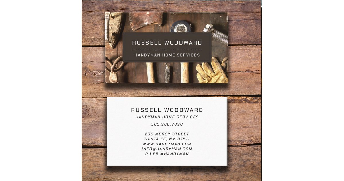 Rustic Handyman Carpenter Tools Of Trade Business Card | Zazzle