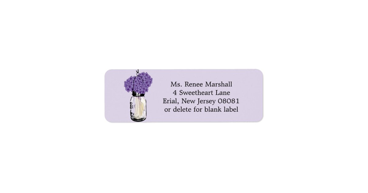 Rustic Hanging Mason Jar Hydrangeas Label | Zazzle