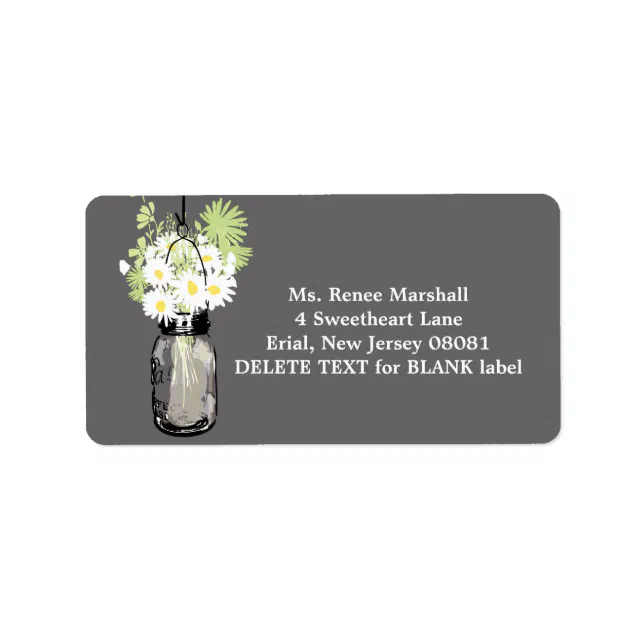 Rustic Hanging Mason Jar Wedding Label | Zazzle