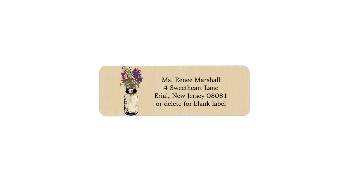Rustic Hanging Mason Jar Wedding Label | Zazzle