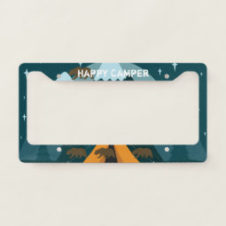 Rustic Happy Camper Outdoors Bear License Plate Frame | Zazzle