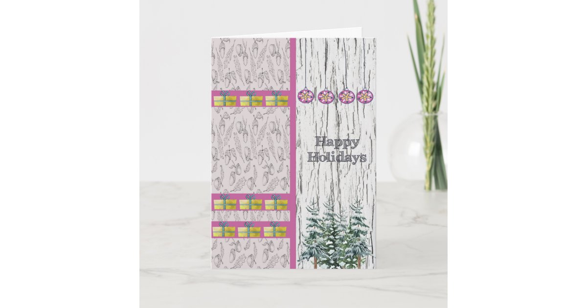 Rustic Happy Holidays Card Wood Background | Zazzle
