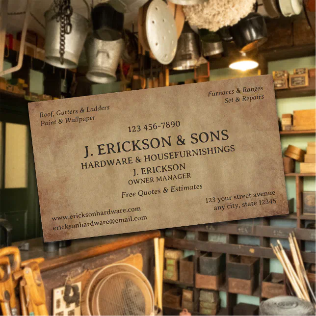 Rustic Hardware Store Business Card | Zazzle