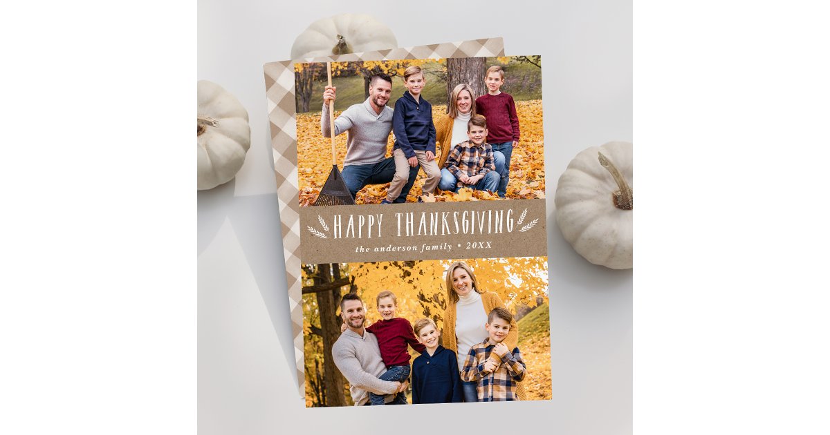 Rustic Harvest 2 Photo Thanksgiving Holiday Card | Zazzle