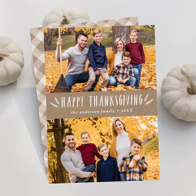 Rustic Harvest 2 Photo Thanksgiving Holiday Card | Zazzle