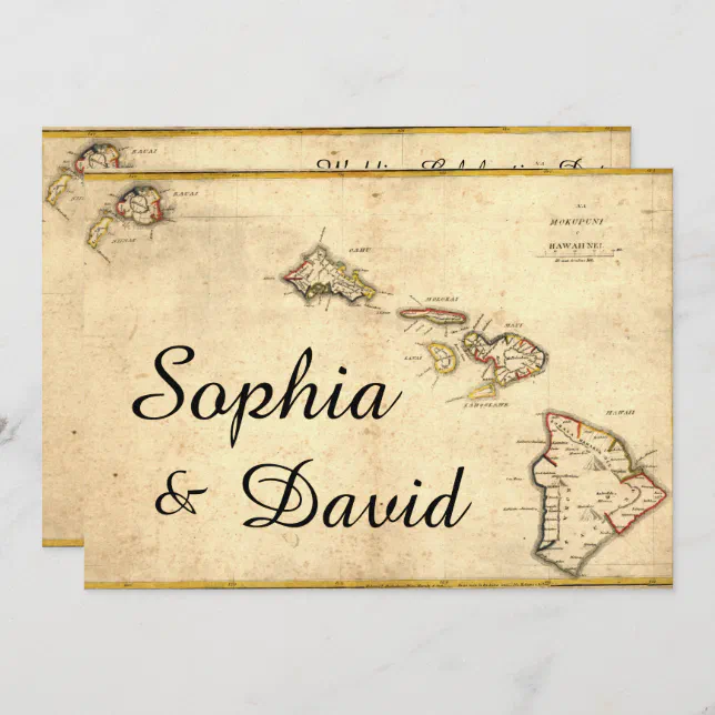 Rustic Hawaiian Themed Map Wedding Invitation | Zazzle