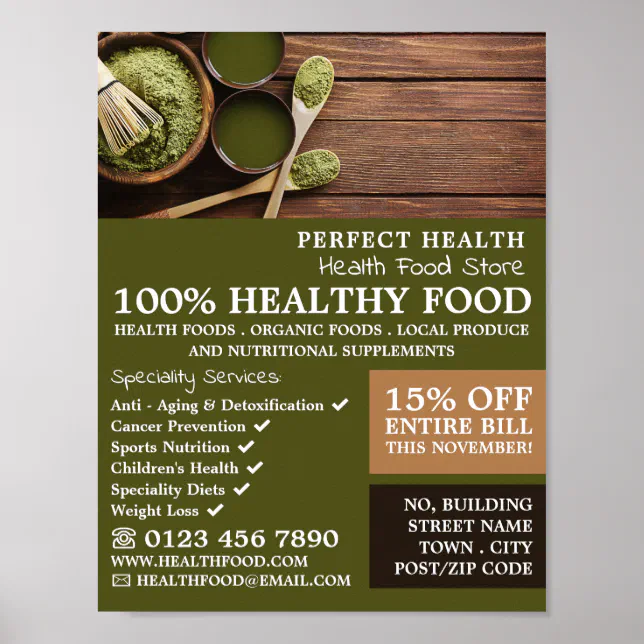 Rustic Health Food Store Advertising Poster | Zazzle
