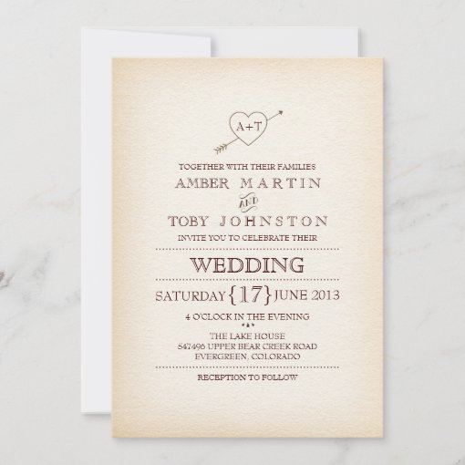 Rustic Heart & Arrow Wedding Invitation | Zazzle