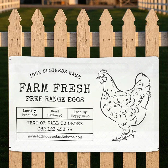 Rustic Hen Farm Fresh Eggs Marketing Banner | Zazzle