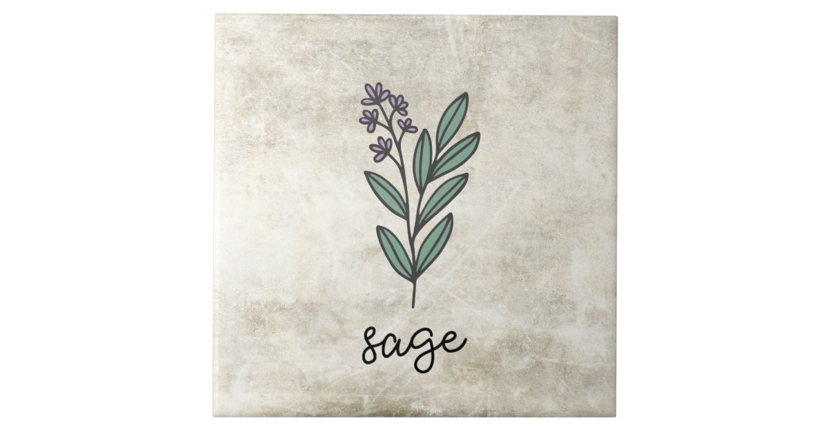 Rustic Herbs Sage Farmhouse Ceramic Tile | Zazzle