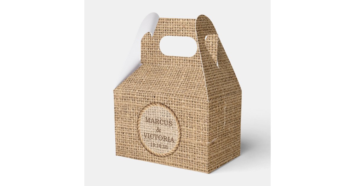 Rustic Hessian Country Wedding Favor Boxes | Zazzle