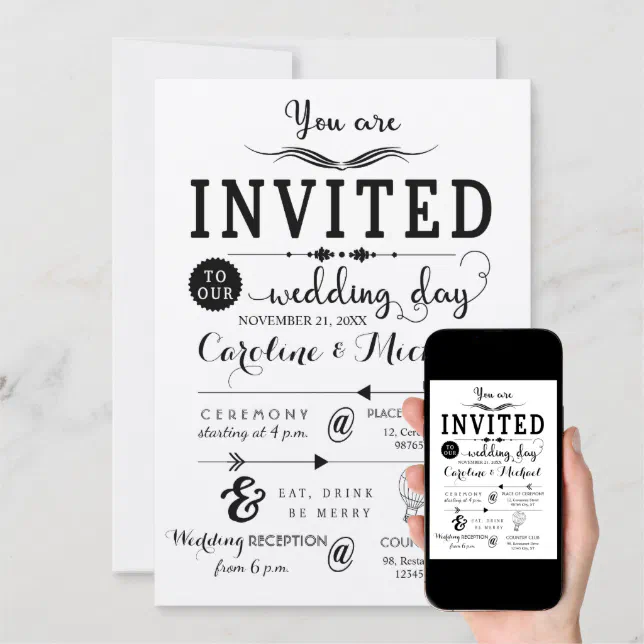 Rustic Hipster Wedding Invitation card | Zazzle