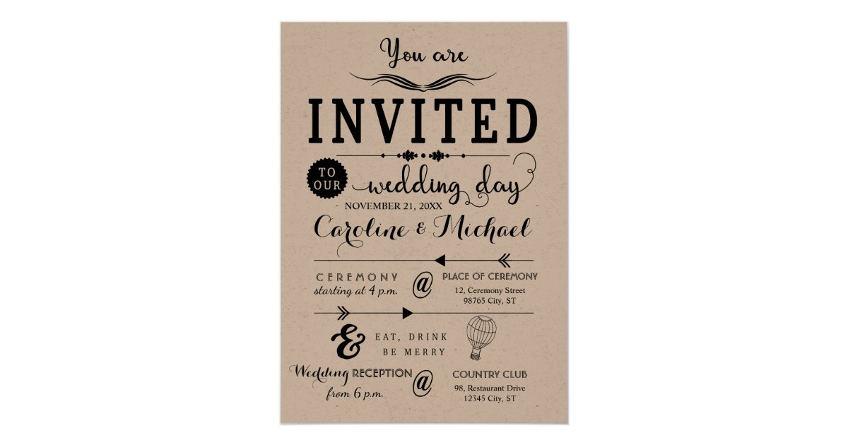 Rustic Hipster Wedding Invitation card | Zazzle.com