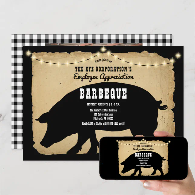 Rustic Hog Company Employee Appreciation BBQ Invitation | Zazzle