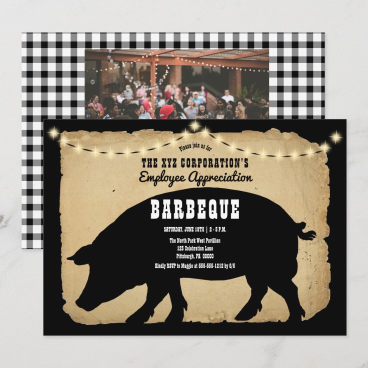Rustic Hog Company Employee Appreciation BBQ Invitation | Zazzle