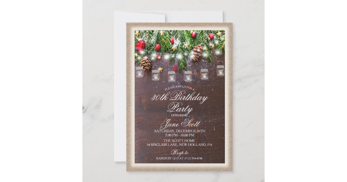 Rustic Holiday Birthday Party Invitation | Zazzle