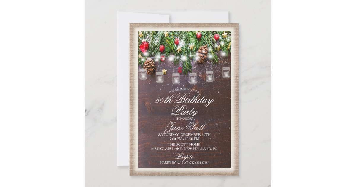 Rustic Holiday Birthday Party Invitation | Zazzle