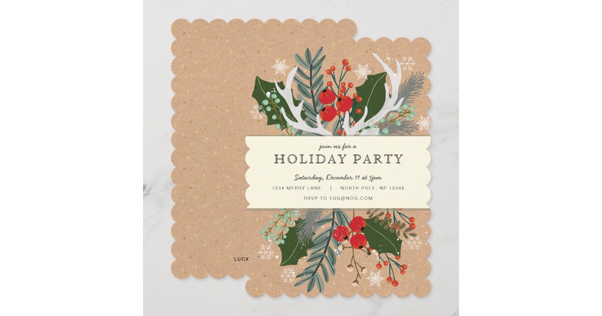 Rustic Holiday Party Invitation | Zazzle
